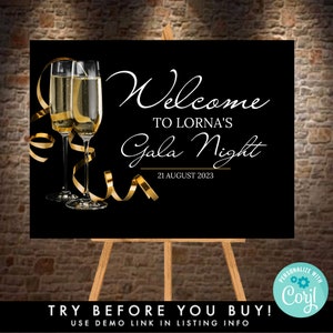 Gala Night Door Welcome Sign DIY Template, Gala Auction Fundraiser ...