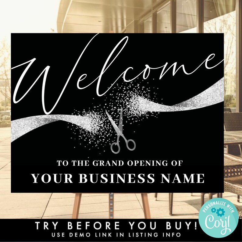 Grand Opening Welcome Sign Template, Printable Digital Download, Ribbon ...