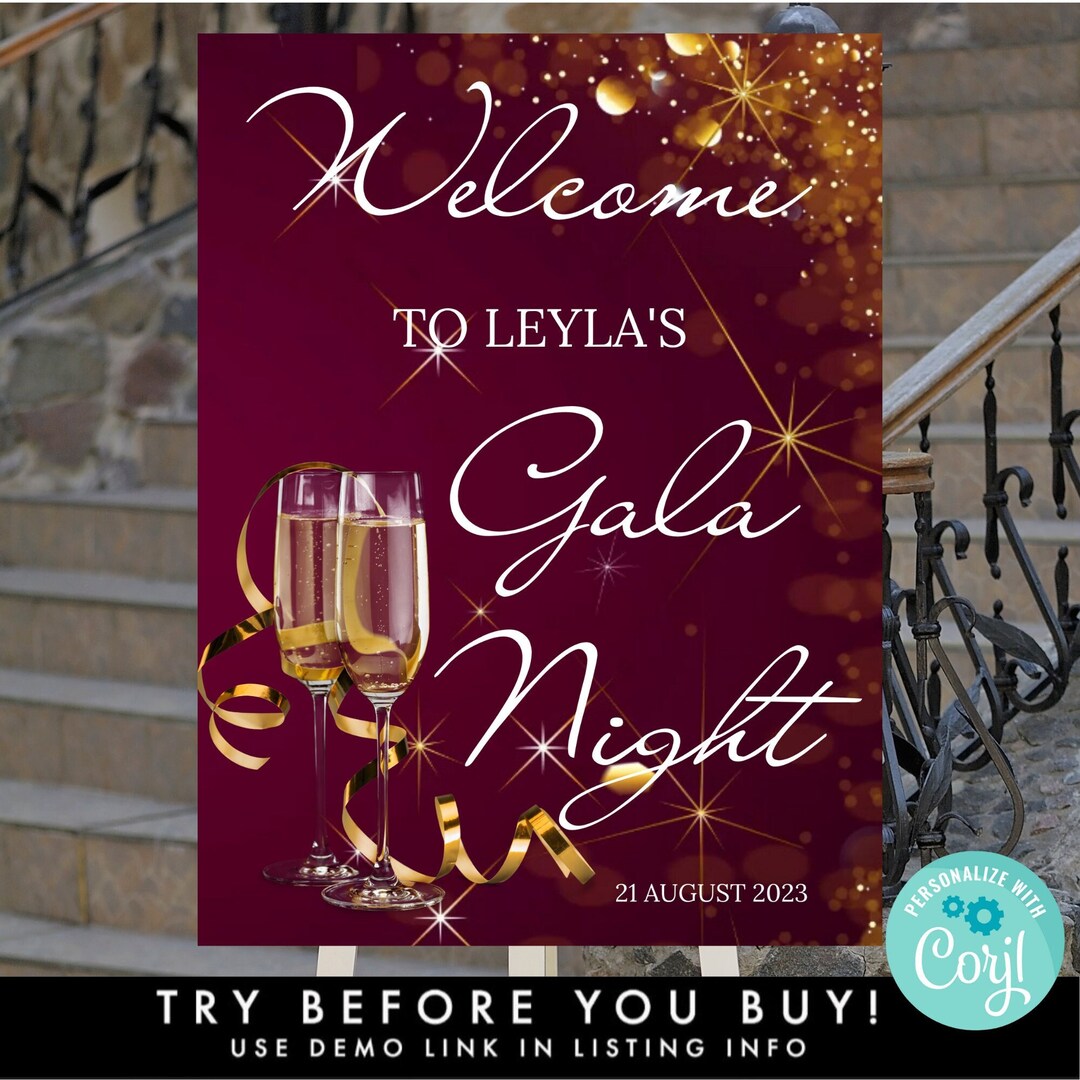 Gala Night Door Welcome Sign DIY Template, Gala Auction Fundraiser ...