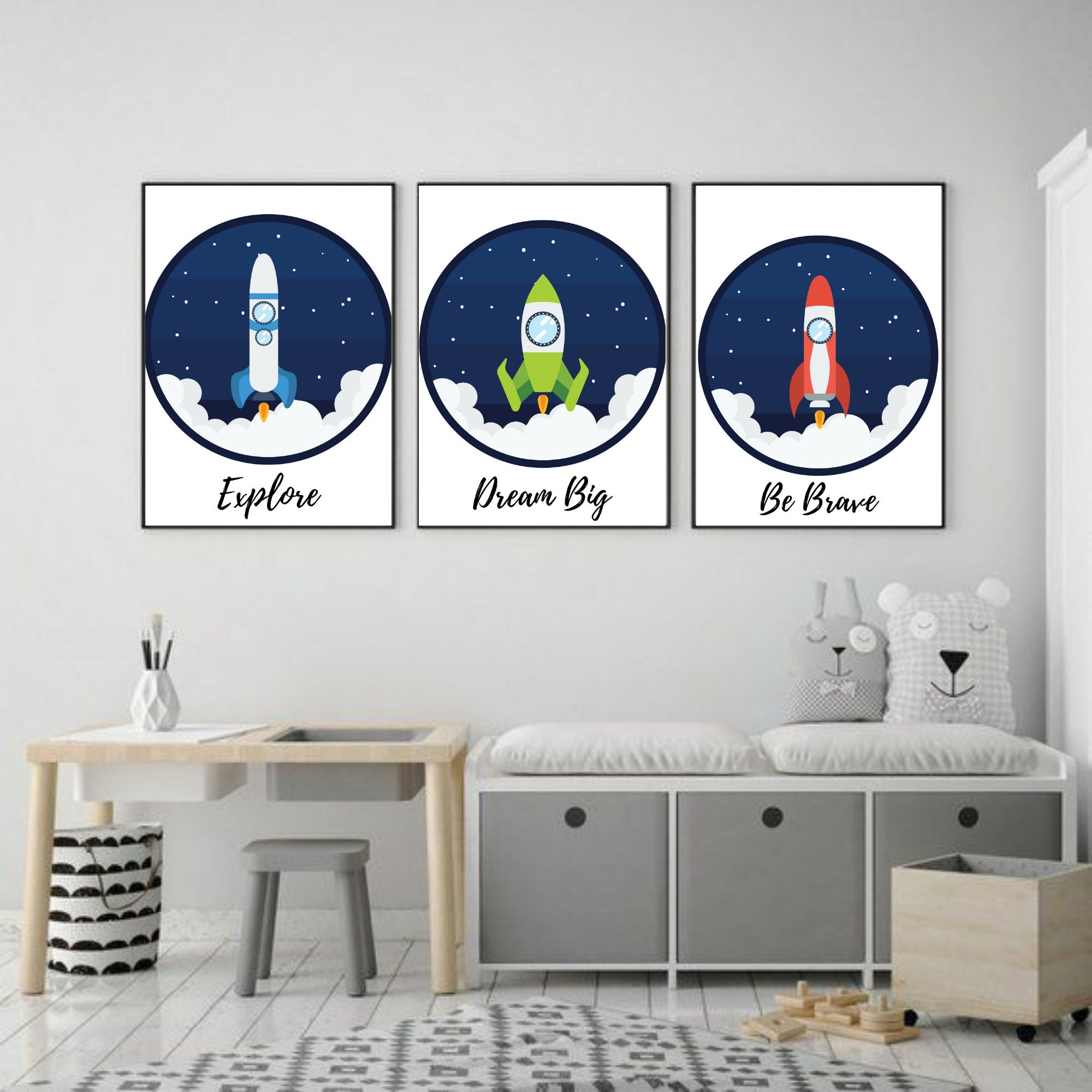 Space Wall Art Set of 3 Prints Outer Space Décor Printable - Etsy