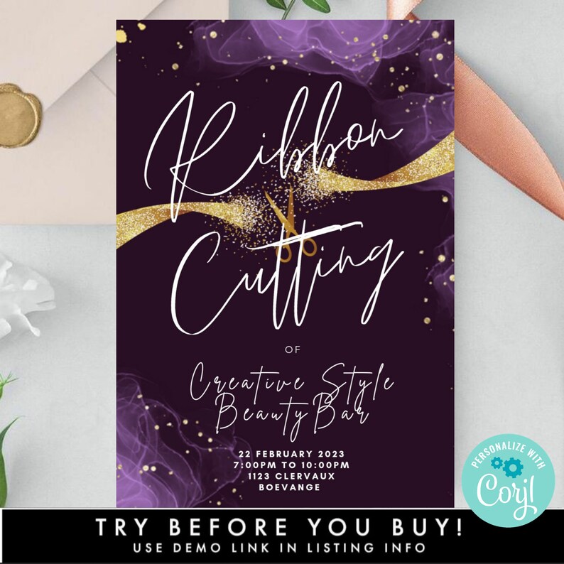 Electronic Ribbon Cutting Launch Party Invitation Template - Etsy