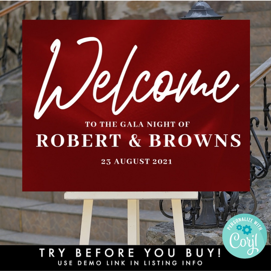 Red Welcome Sign Template, Printable ANY EVENT Door Entrance Poster,diy ...