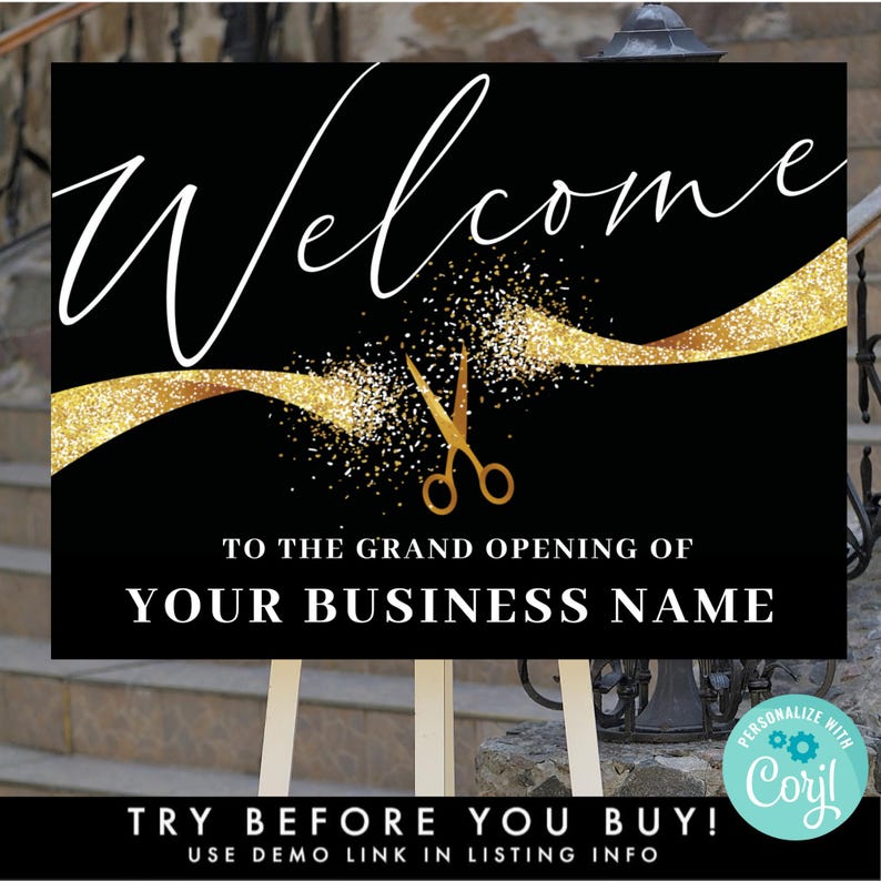 Grand Opening Welcome Sign Template, Printable Digital Download, Ribbon ...
