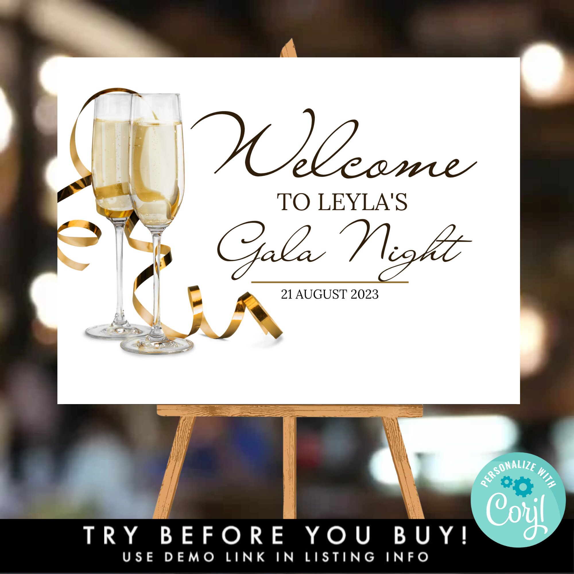 Gala Night Door Welcome Sign DIY Template, Gala Auction Fundraiser ...