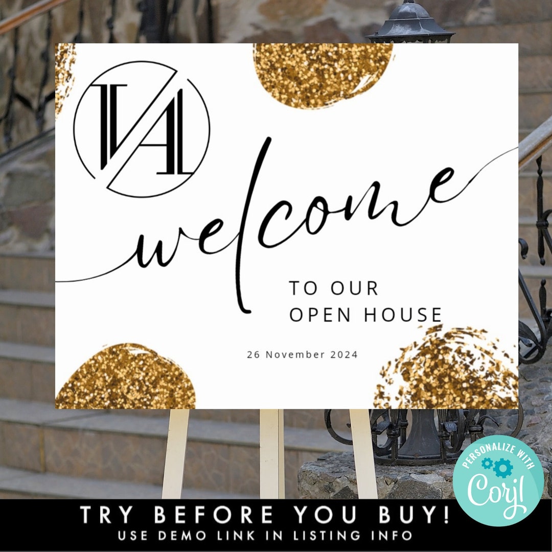Open House Welcome Sign Template, Editable Ribbon Cutting Ceremony ...