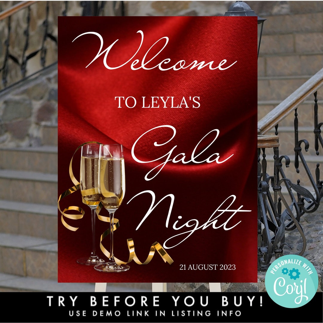 Gala Night Door Welcome Sign DIY Template, Gala Auction Fundraiser ...