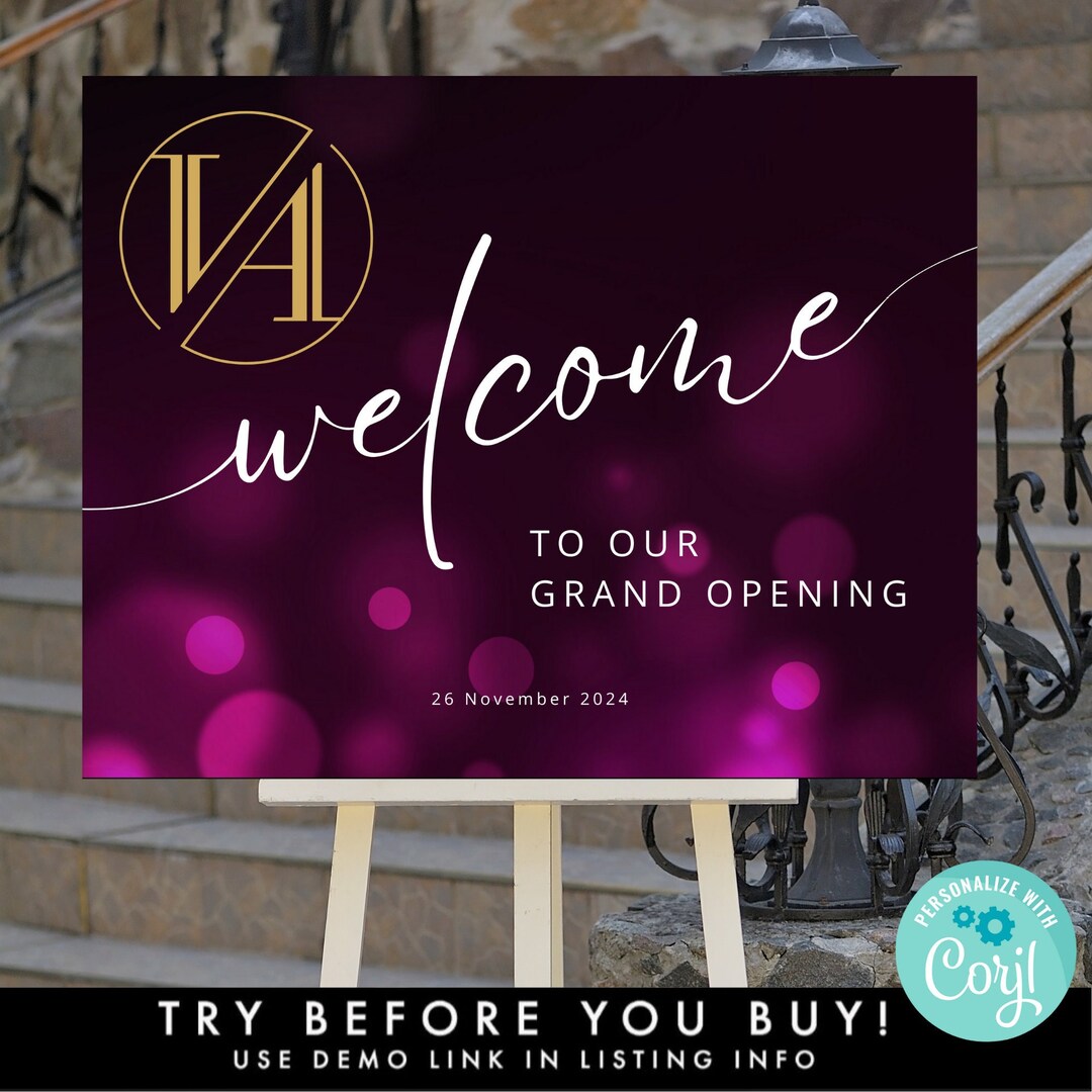 Printable Welcome Sign, Business Custom Easel Sign Editable Template ...