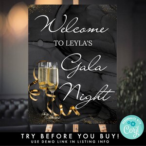 Gala Night Door Welcome Sign DIY Template, Gala Auction Fundraiser ...