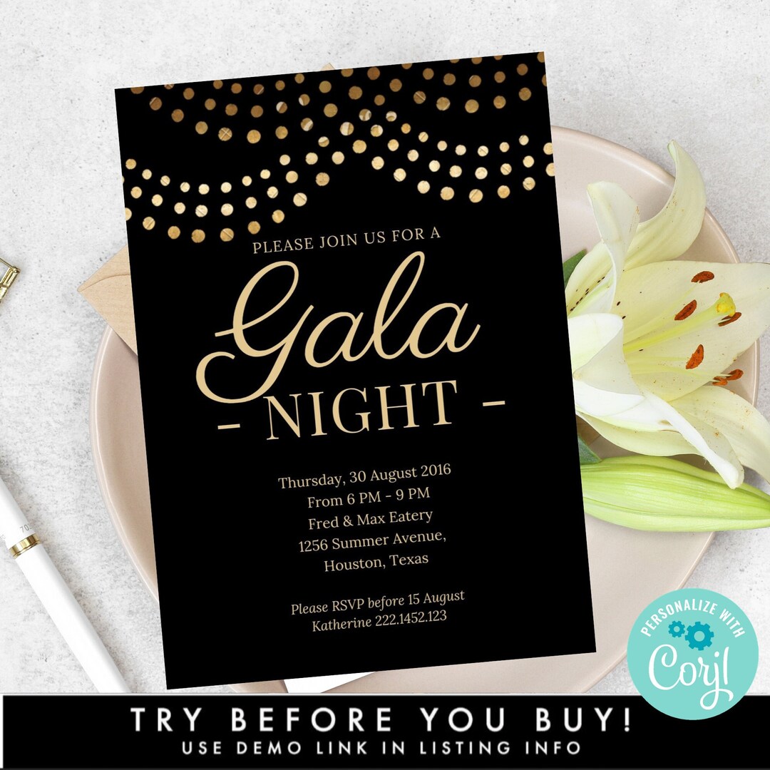 Gala Night Invitation Editable Template, Modern Award Ceremony Event ...