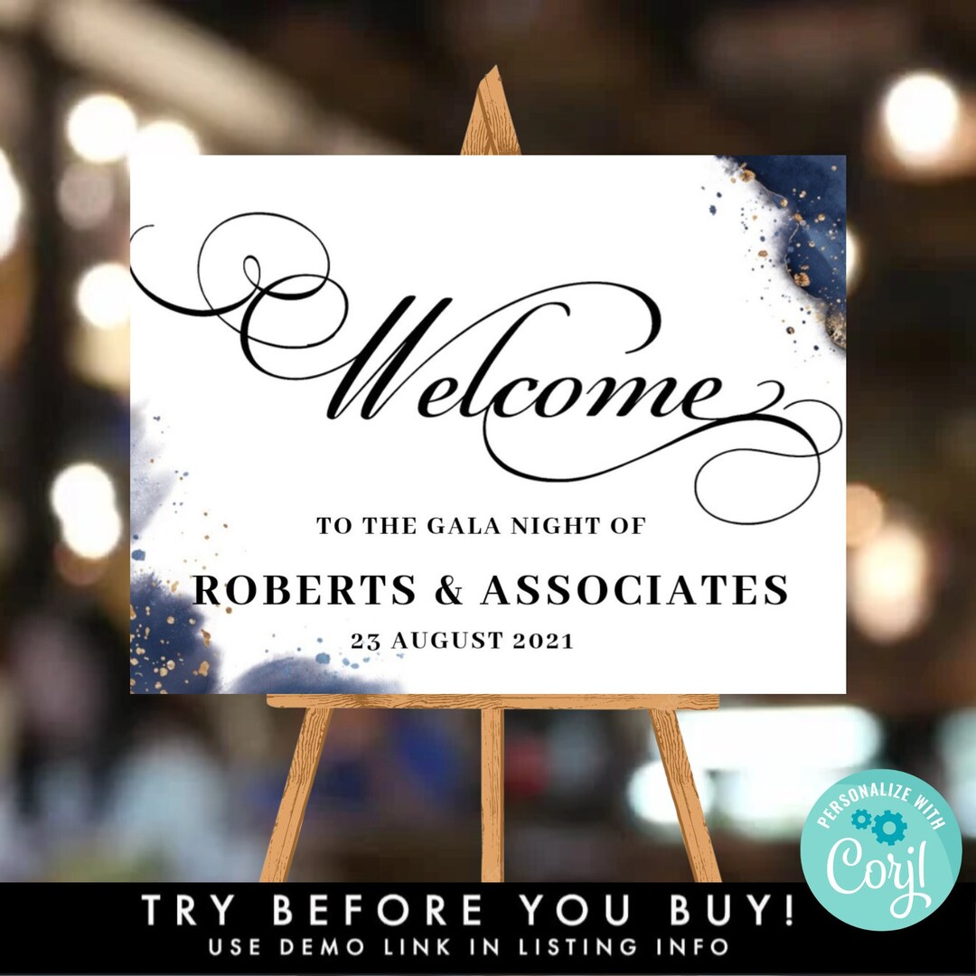 Printable Welcome Sign, Business Custom Easel Sign Editable Template ...