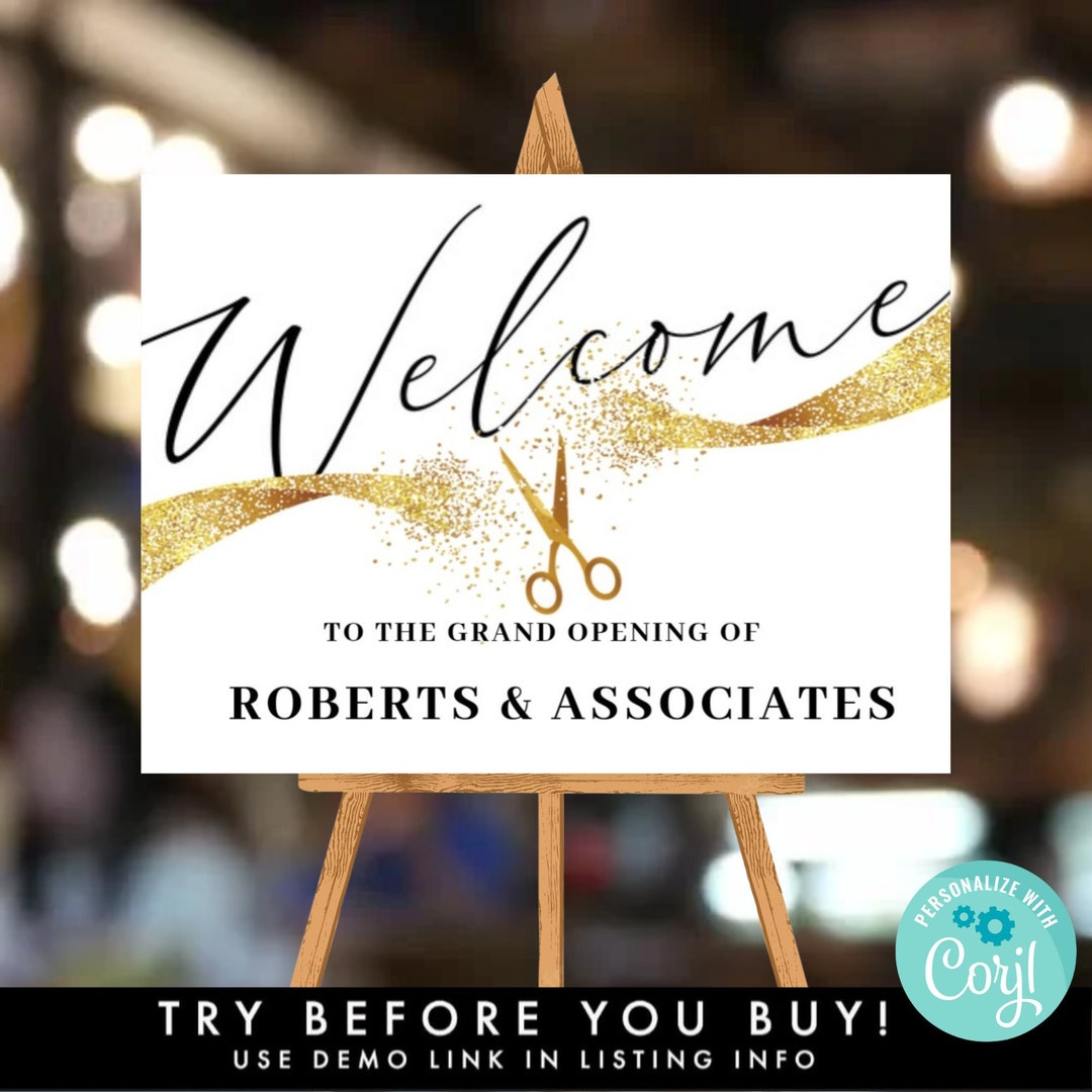 Grand Opening Welcome Sign Template, Printable Digital Download, Ribbon ...