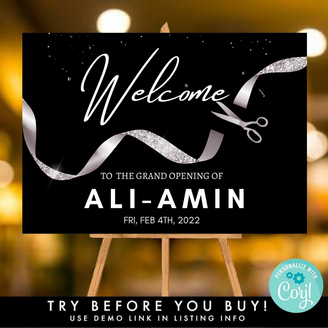 Grand Opening Welcome Sign Template, Printable Digital Download, Ribbon ...