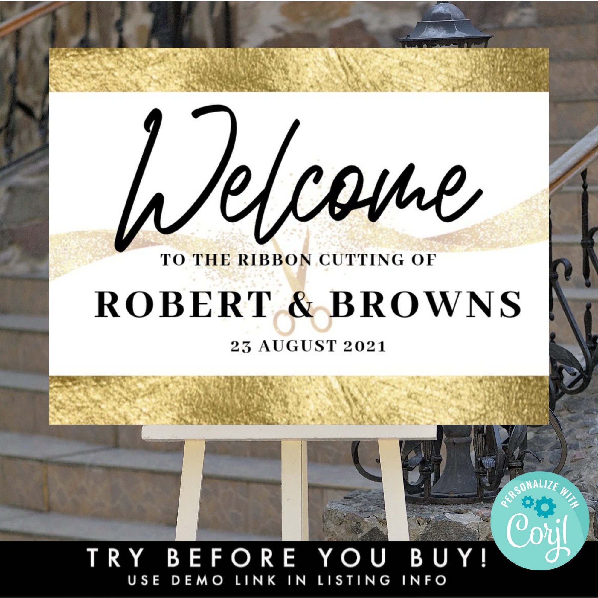 Grand Opening Welcome Sign Template 24x18" & 36x24", White and Foil ...