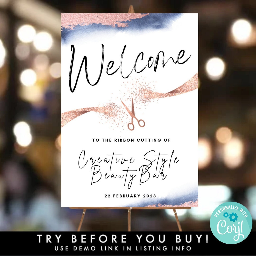 Grand Opening Welcome Sign Template, Printable Digital Download, Ribbon ...