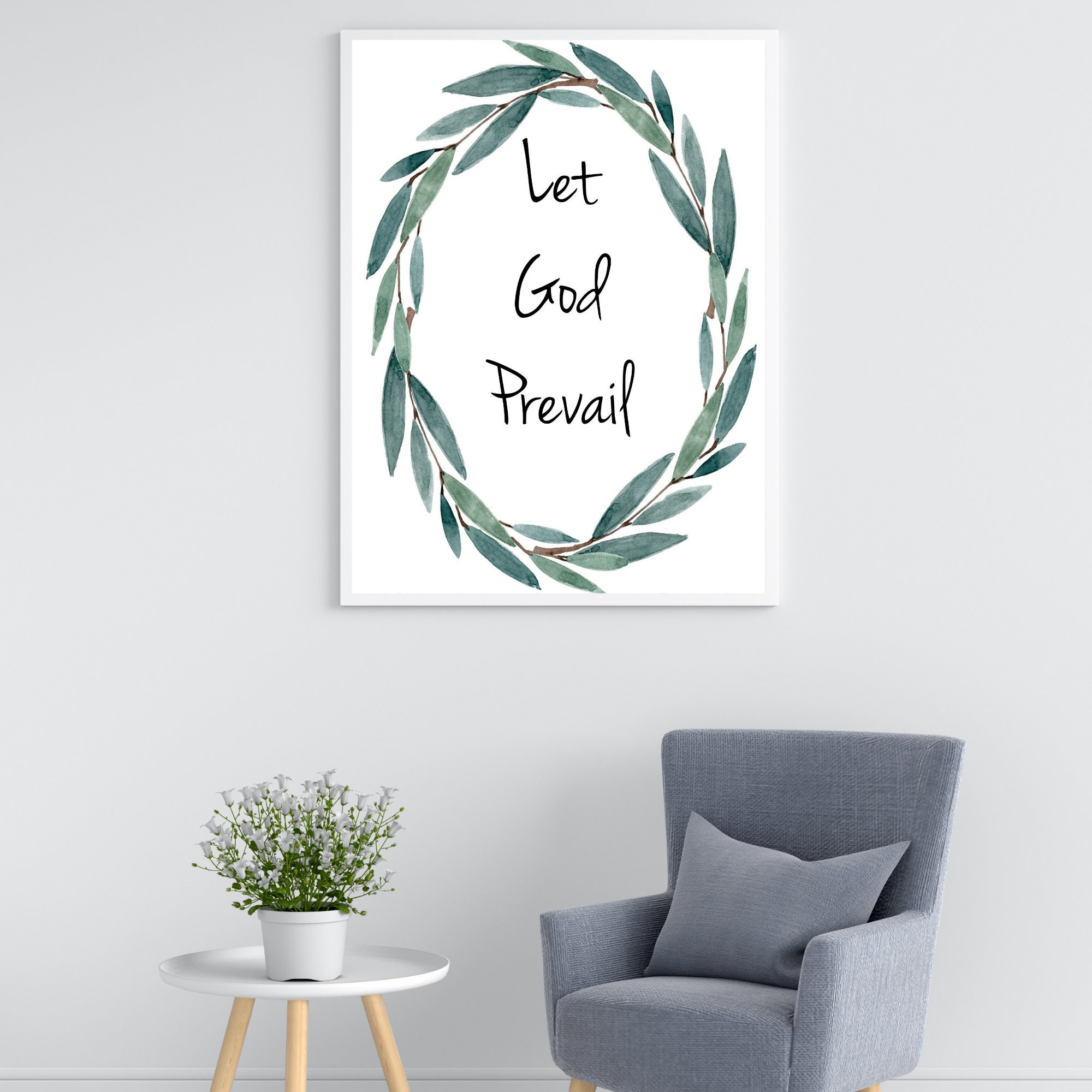 Let God Prevail Print, Hope Scripture Printable, Faith Bible Verse Wall ...