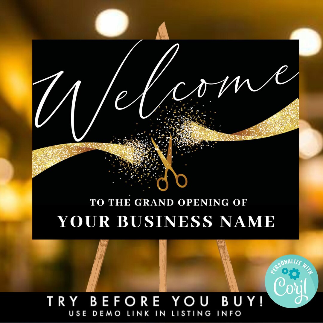 Grand Opening Welcome Sign Template, Printable Digital Download, Ribbon ...