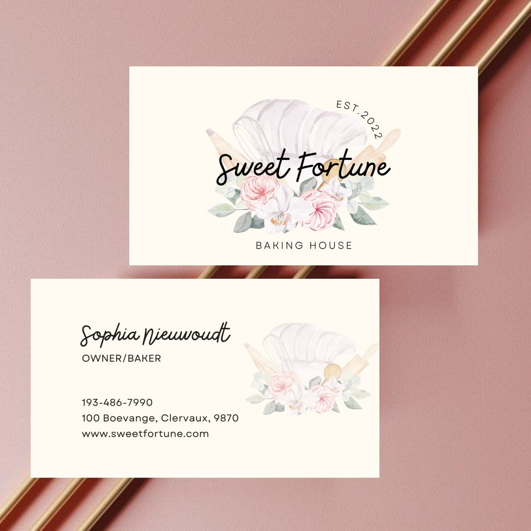 Bakery Premade Custom Business Card, Cakes Minimalist Calling Card ...