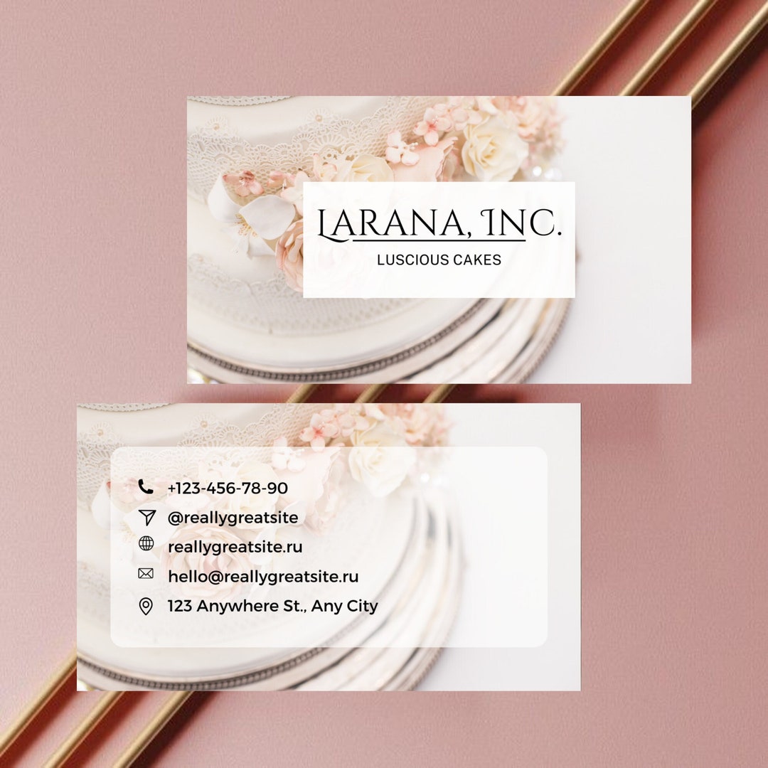 Floral Premade Custom Business Card, Fancy Cakes Calling Card, Small ...