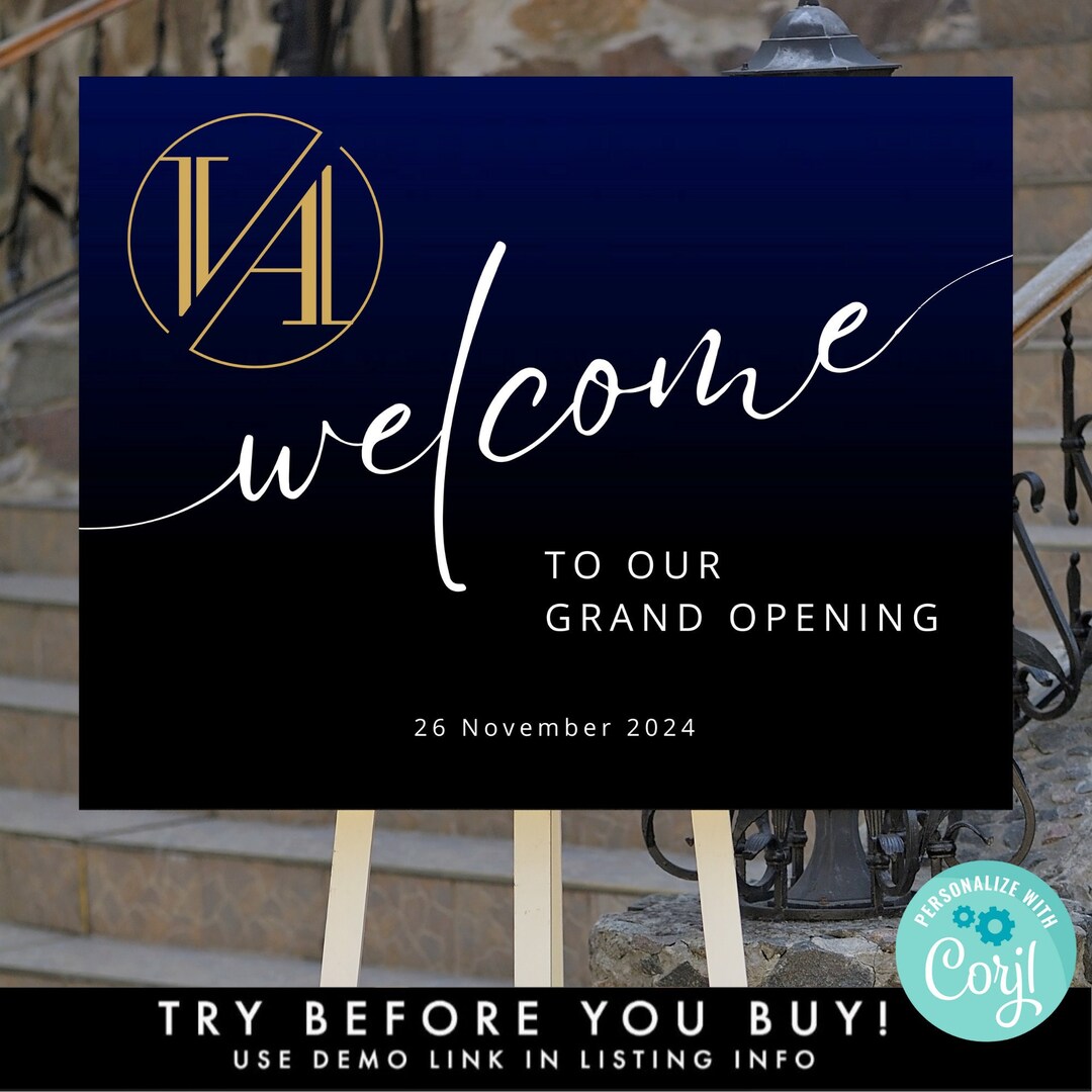 Printable Welcome Sign, Business Custom Easel Sign Editable Template ...