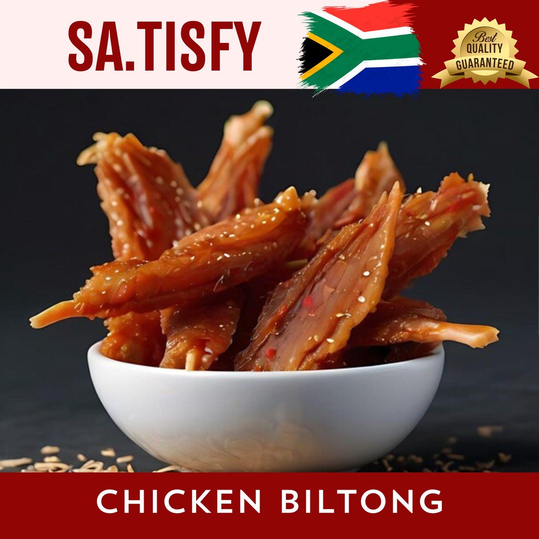 Chicken Biltong 300g Bag South African Spicy Healthy Protein Snack 100% ...