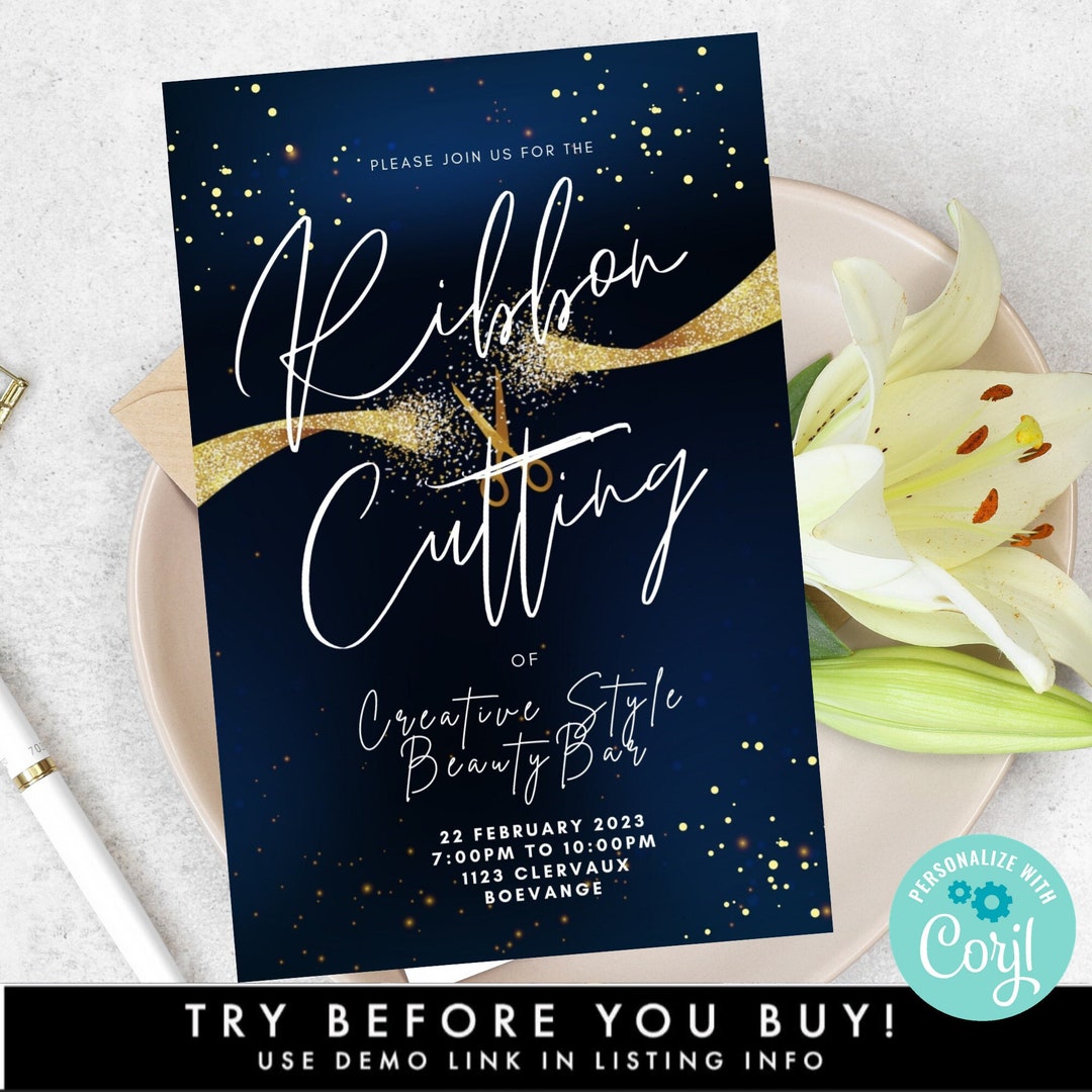 Electronic Ribbon Cutting Launch Party Invitation Template - Etsy