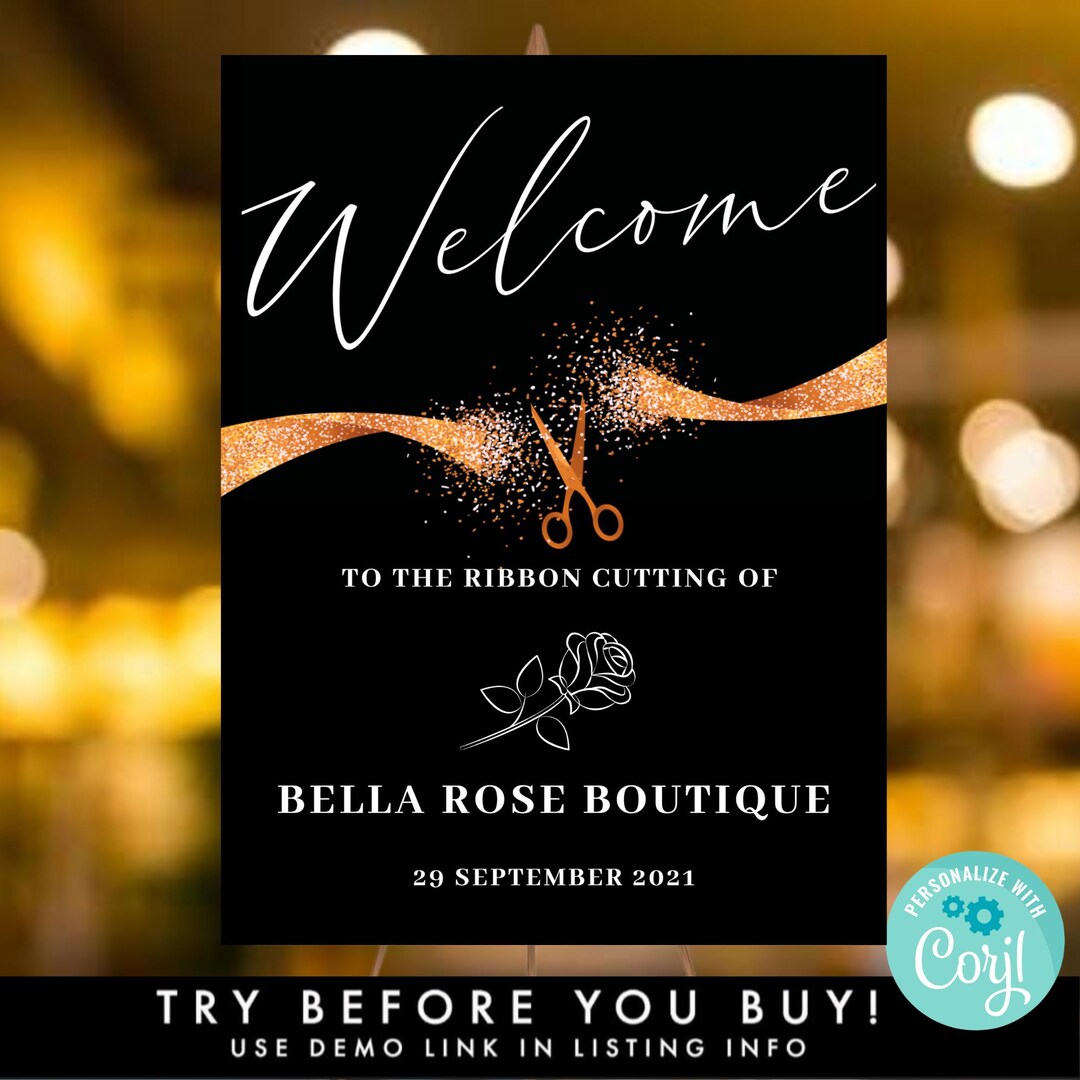 Grand Opening Welcome Sign Template, Editable Ribbon Cutting Ceremony ...