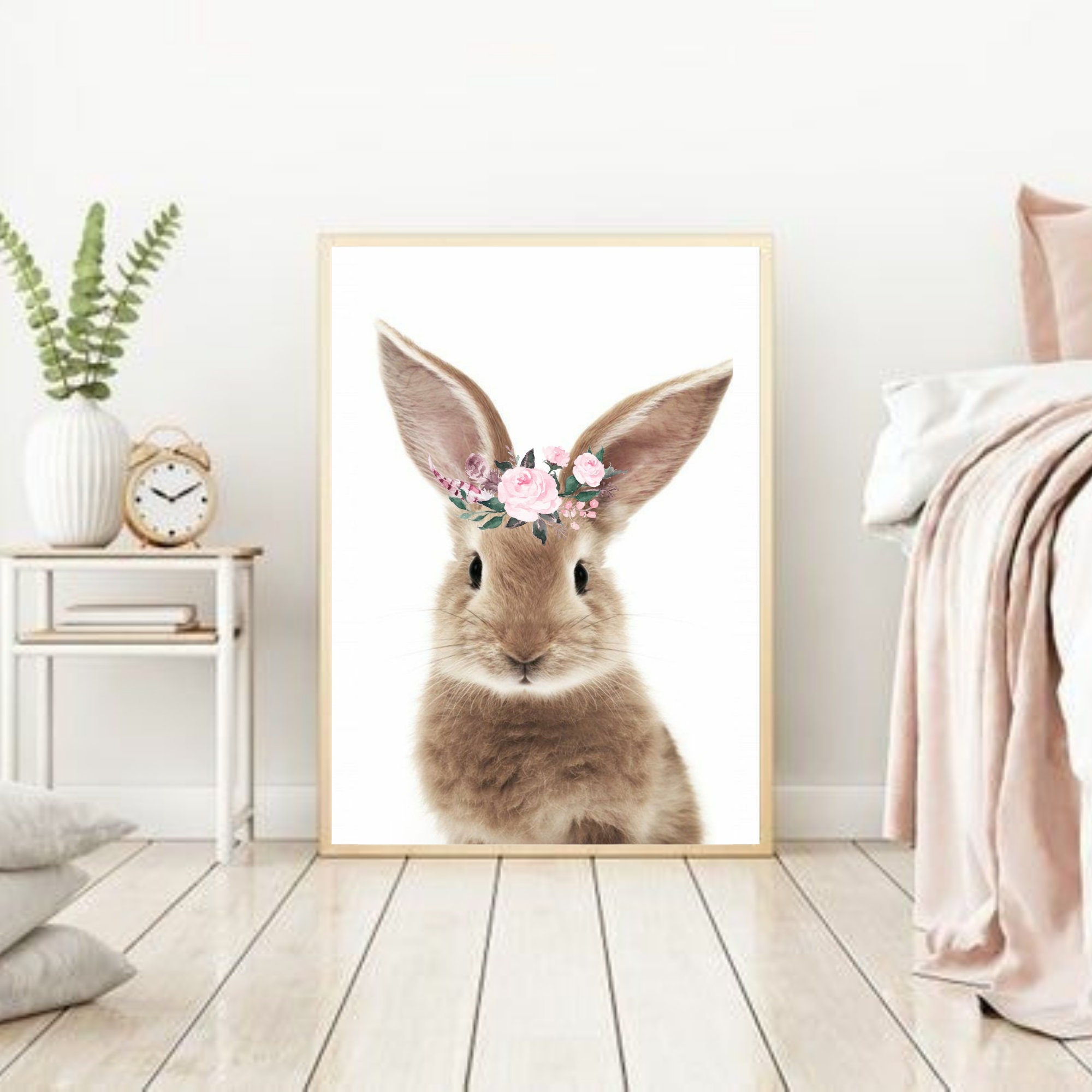 Bunny Rabbit Print Set of 2, Animal Prints, Nursery Wall Art, Digital ...