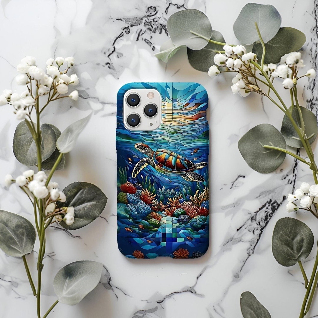 Stained Glass Sea Turtle iPhone Case - Sea Life Protective Phone Cover ...
