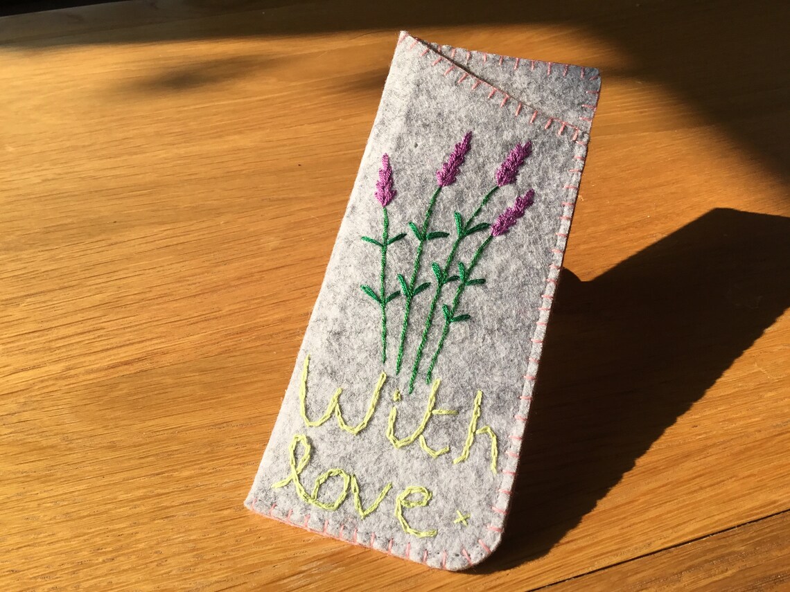 Hand Embroidered Felt Glasses Case. - Etsy UK
