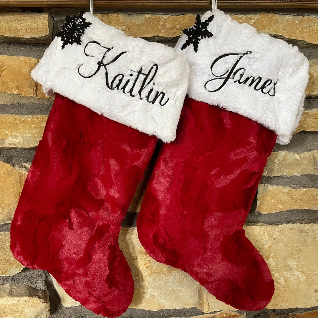 Traditional Personalized Christmas Stockings With Soft Fur Cuffs and ...