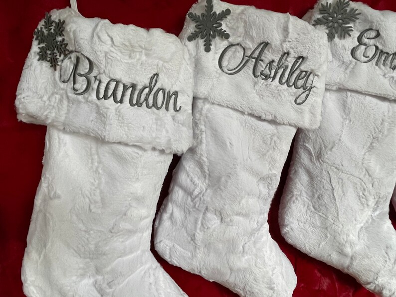 White Personalized Christmas Stockings. Stocking Made of Soft - Etsy