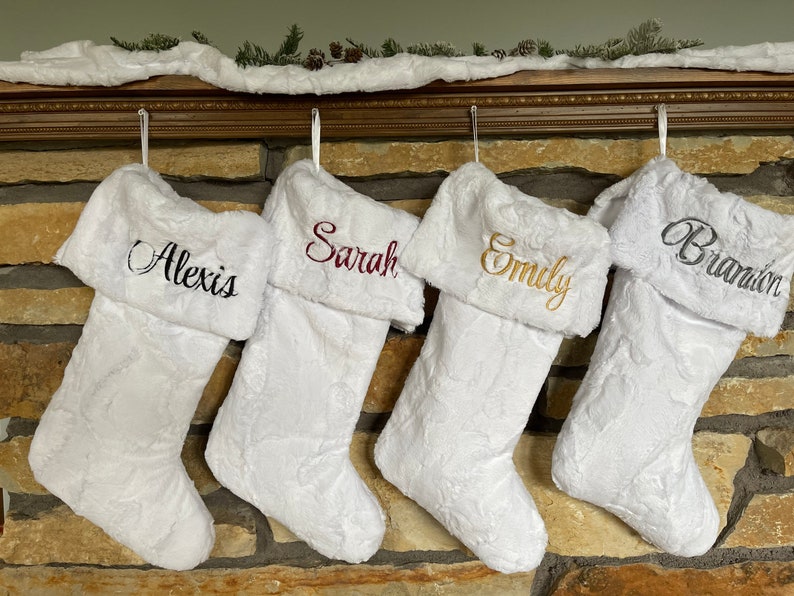 White Personalized Christmas Stockings. Stocking Made of Soft - Etsy