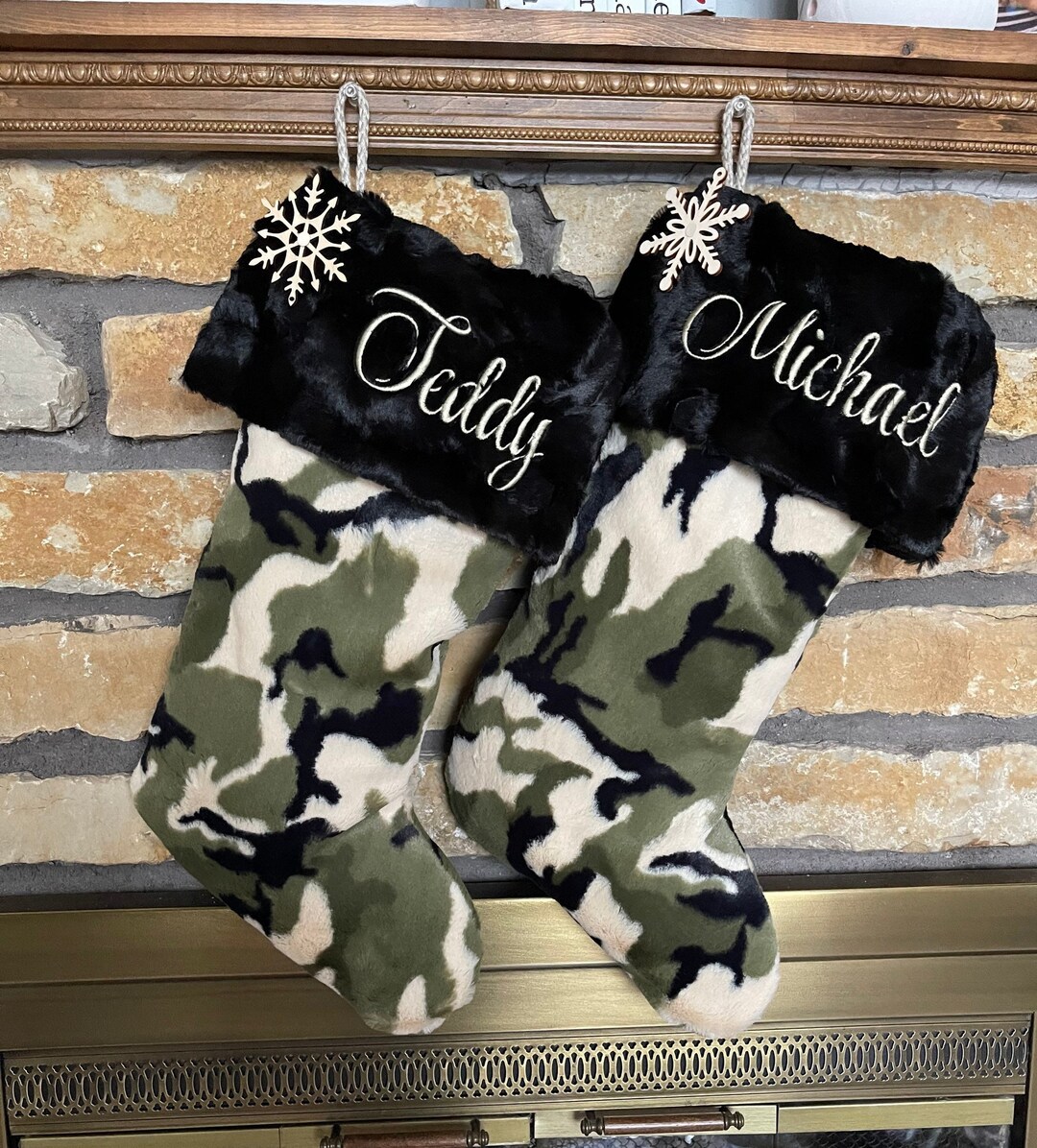Personalized Camouflage Christmas Stocking: Minky Fur Cuff - Etsy