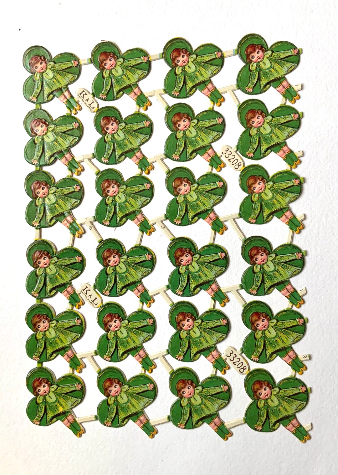 Darling Antique Shamrock Girl Die Cut Full Sheet 1930s - Etsy