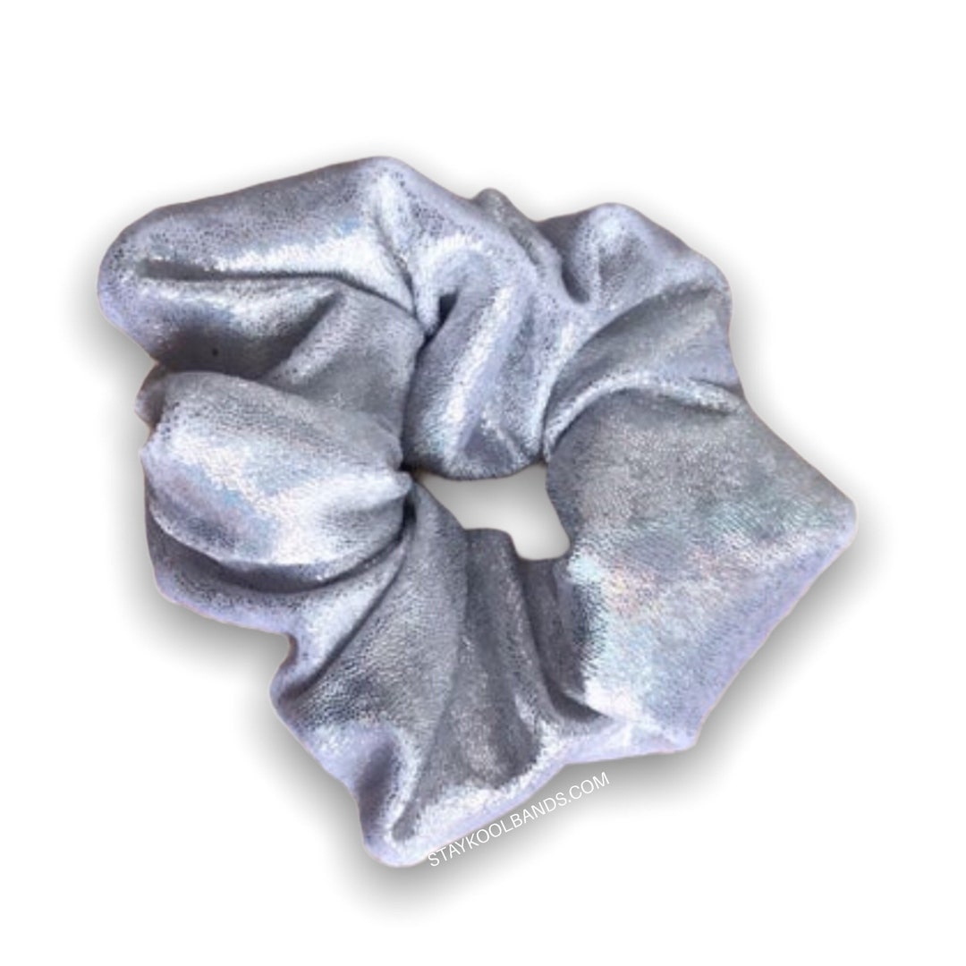 Silver Scrunchie Shiny Holographic Iridescent 90s Fashion Dance Pop ...