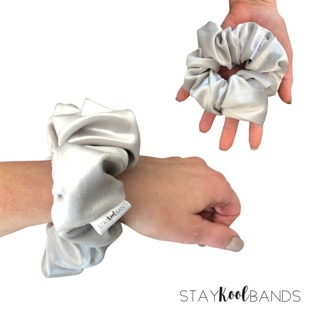 Grey Velour Scrunchie One Silver Platinum Gray Plush Scrunchies Velvet ...