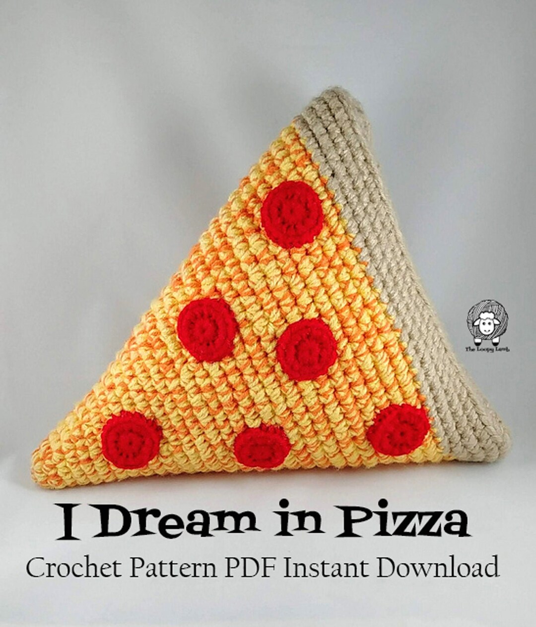 Crochet Pattern: Pizza Pillow, Crochet Pizza Pillow, Crochet Pizza ...