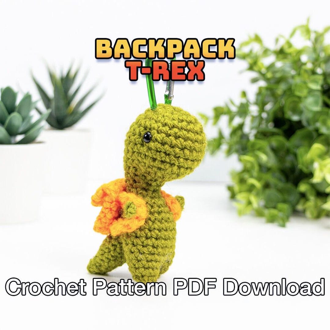 Crochet Dinosaur Backpack Buddy Pattern – Amigurumi T-rex Keychain (PDF ...