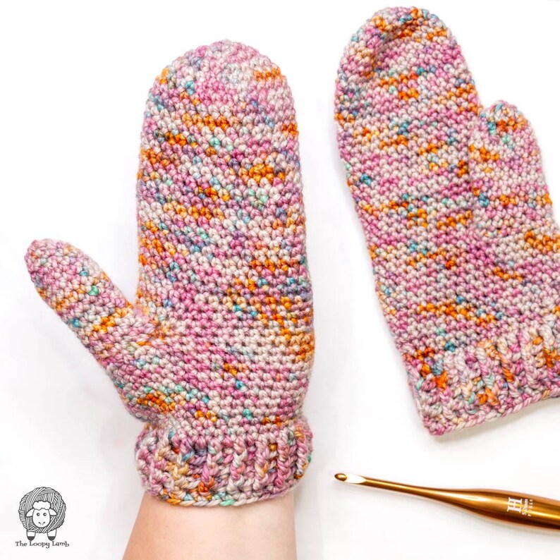 Beginner Crochet Mittens Pattern: One Skein Worsted Weight (PDF ...