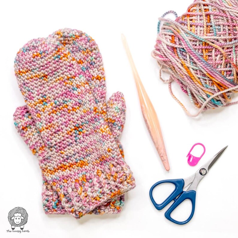 Beginner Crochet Mittens Pattern: One Skein Worsted Weight (PDF ...