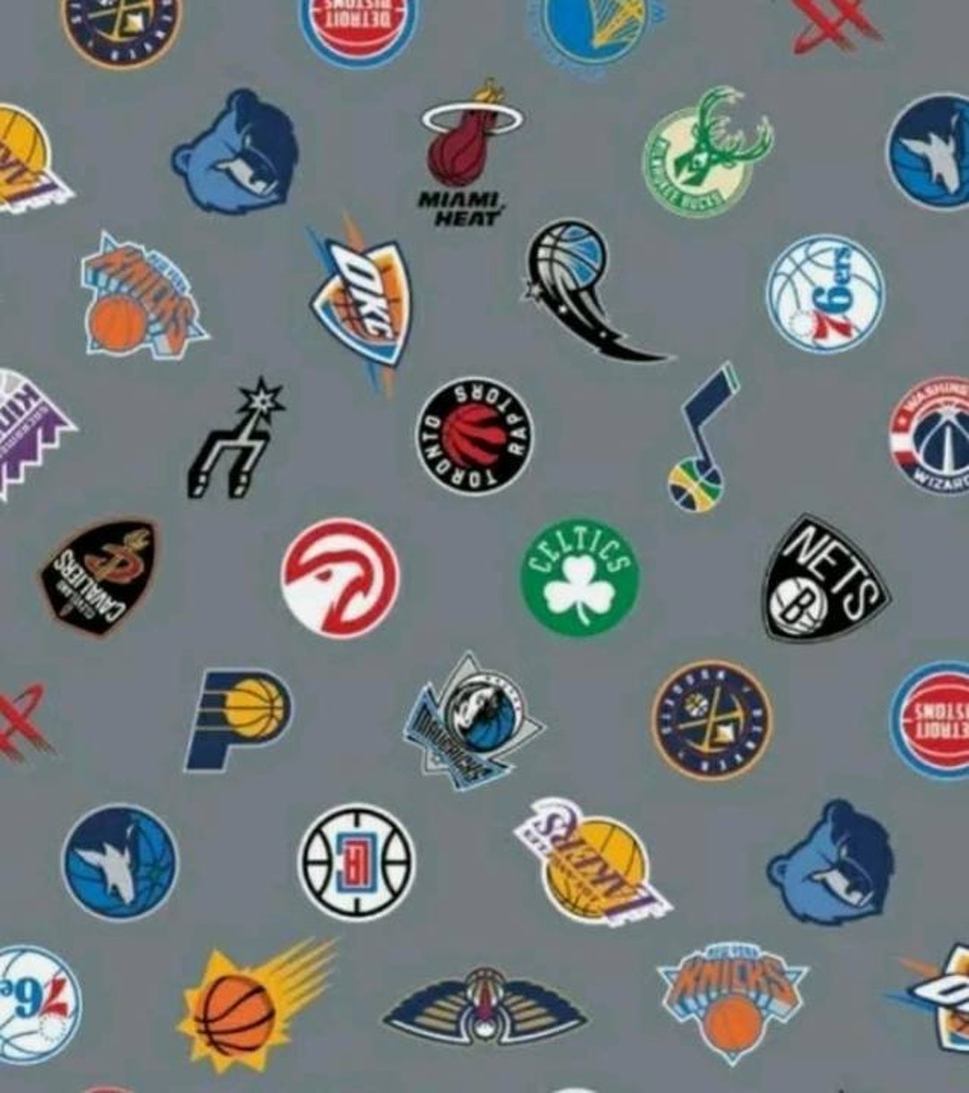 NBA "all Teams" Lakers, Bulls,celtics Fabric! 100% Cotton. 19, or 15" X ...