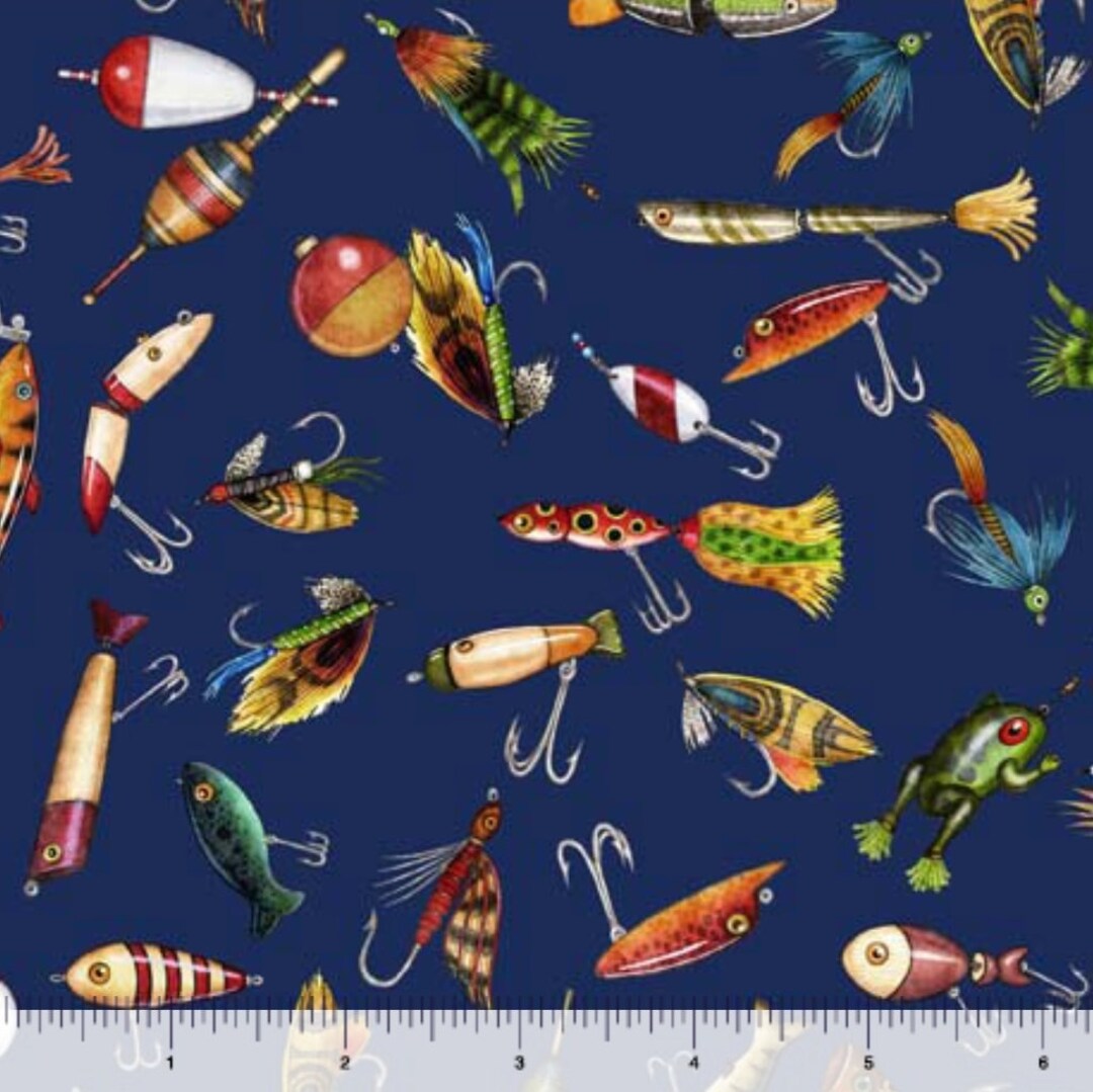 New fish Tails Fishing Lures, Bobbers, Fishing Fabric 100% Cotton. 1/4 ...