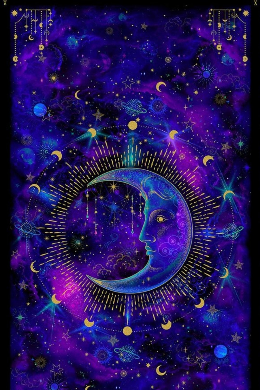 New cosmos Tapestry Moon Cosmos Fabric Panel 100% Cotton 23.5 X 45by ...