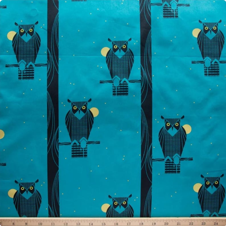 New! Charley Harper "iconic Vol 2" Moon Owl, Owls, Moon Poplin Fabric ...