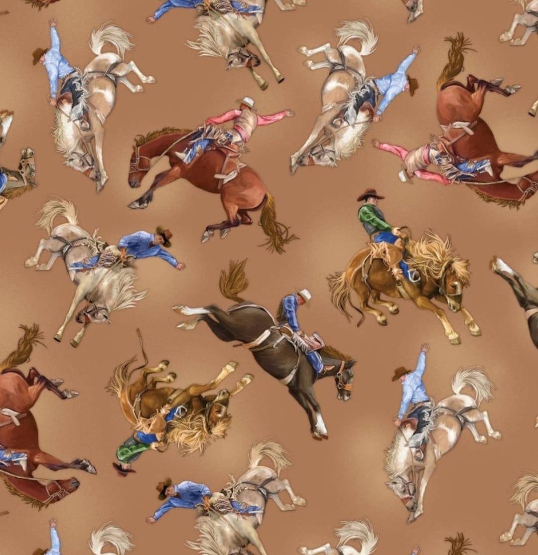 New! "yellowstone" Rodeo, Horse, Cowboy Fabric! 100% Cotton. 1/4, 1/2 ...