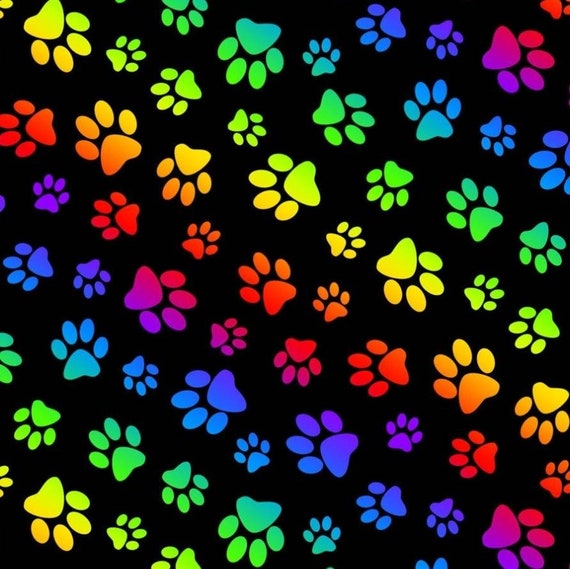 New rainbow Paws Bright Ombre Paw Prints Dog - Etsy