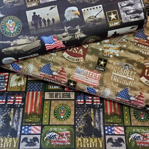 New! US Military, Army, Patriotic Fabric! 100% Cotton. 1/4, 1/2, or 1 ...