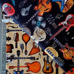 New! "rock N Roll Fantasy" Guitars, Music, Guitar Fabric!•100% Cotton•1 ...