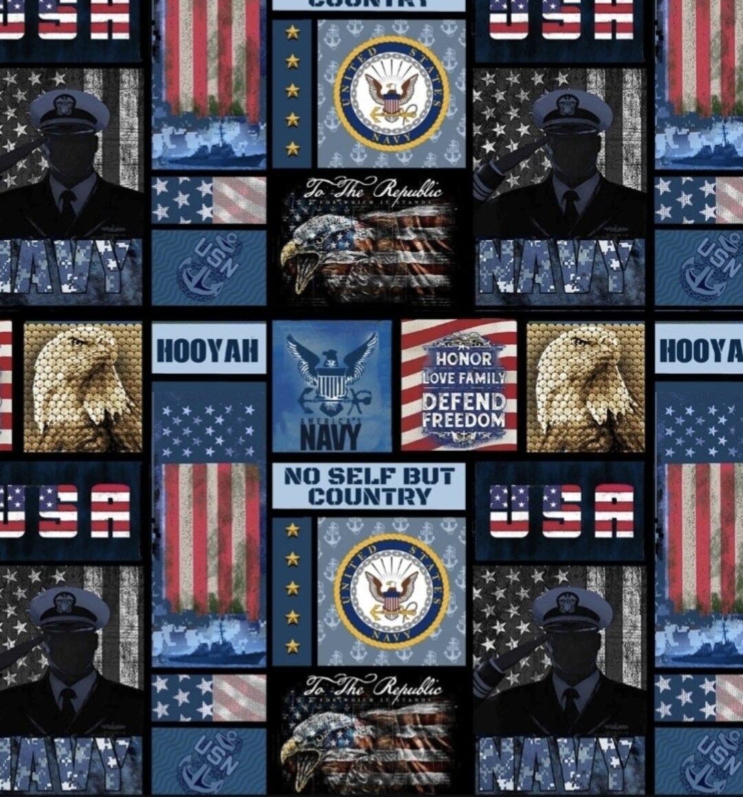 New! Military, US Navy, Naval Fabric! 100% Cotton. 1/4, 1/2, or 1 Yd X ...