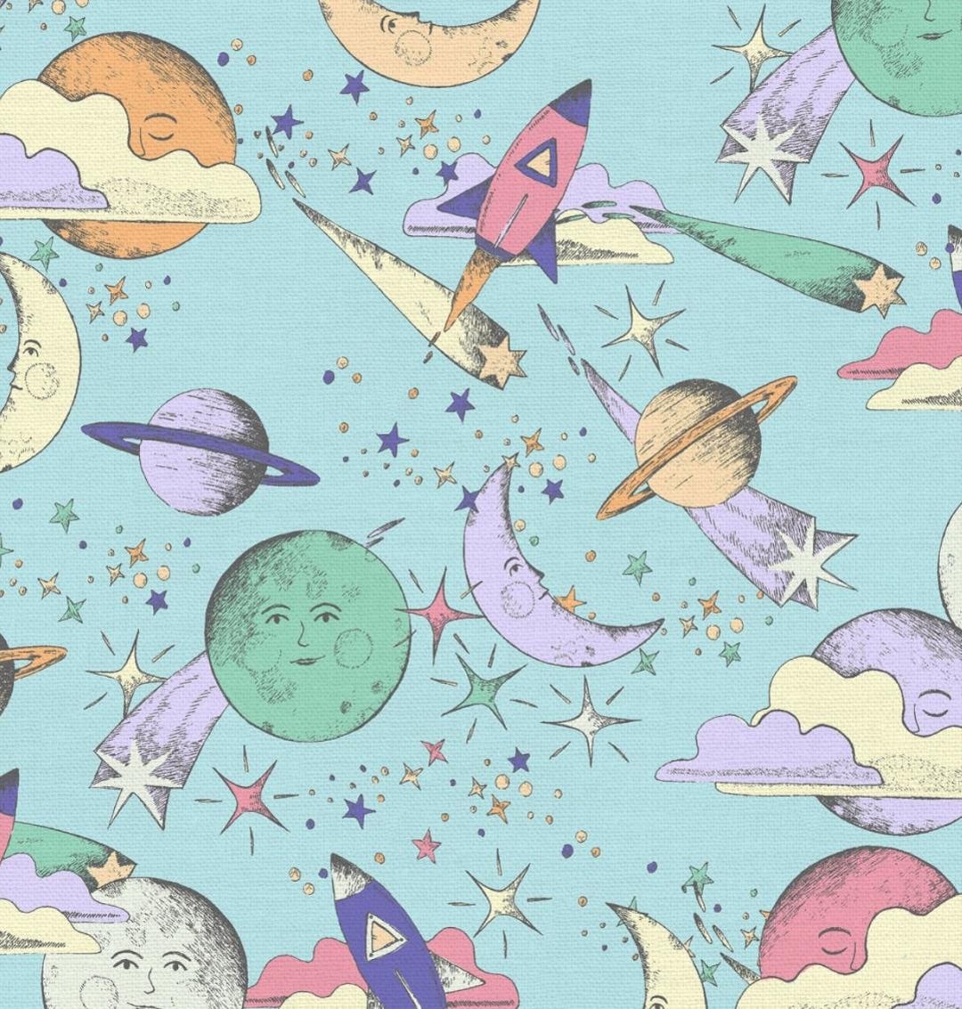 New! "dreamy" Solar System, Outer Space, Celestial Fabric! 100% Org ...